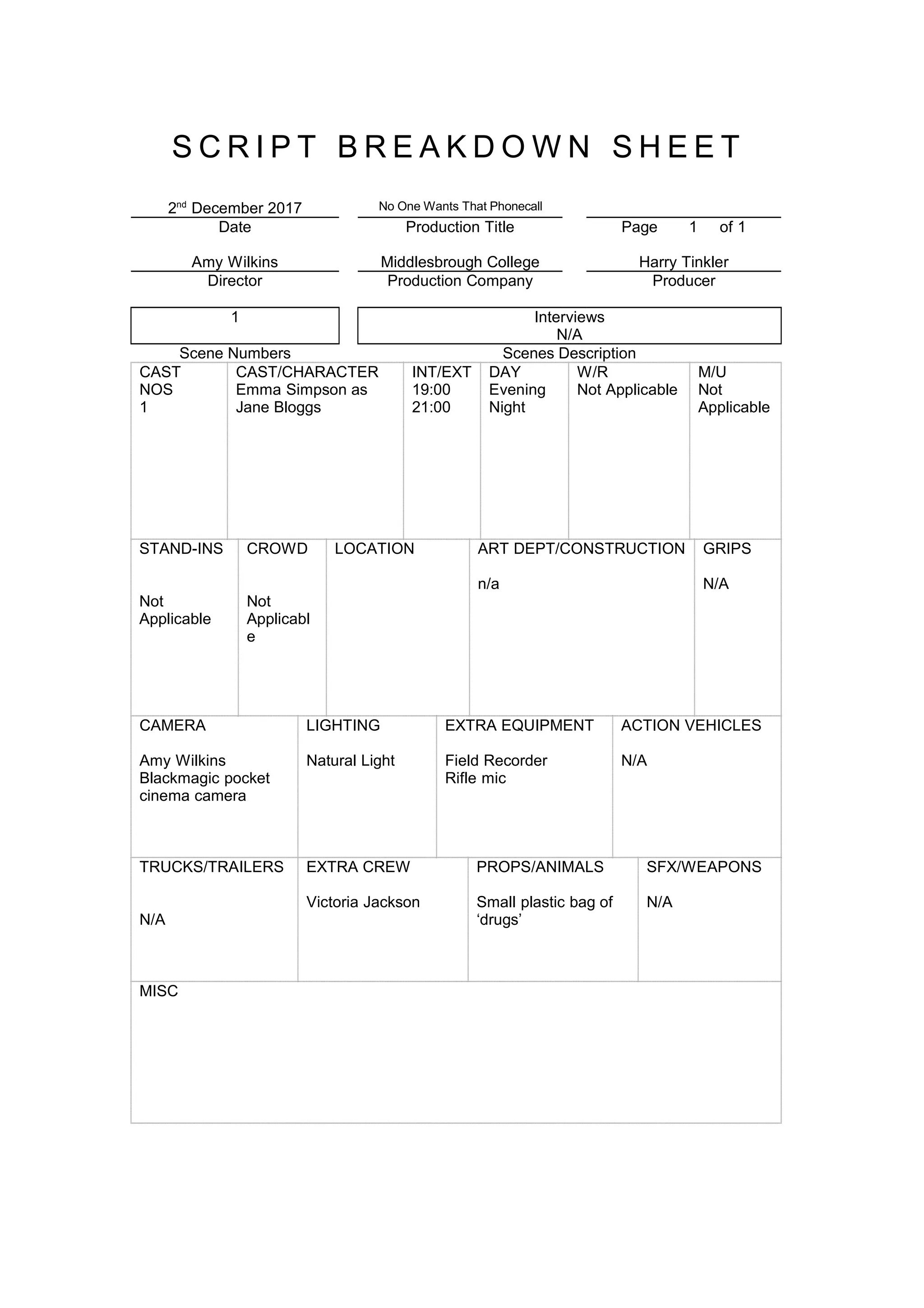 Script breakdown | PDF