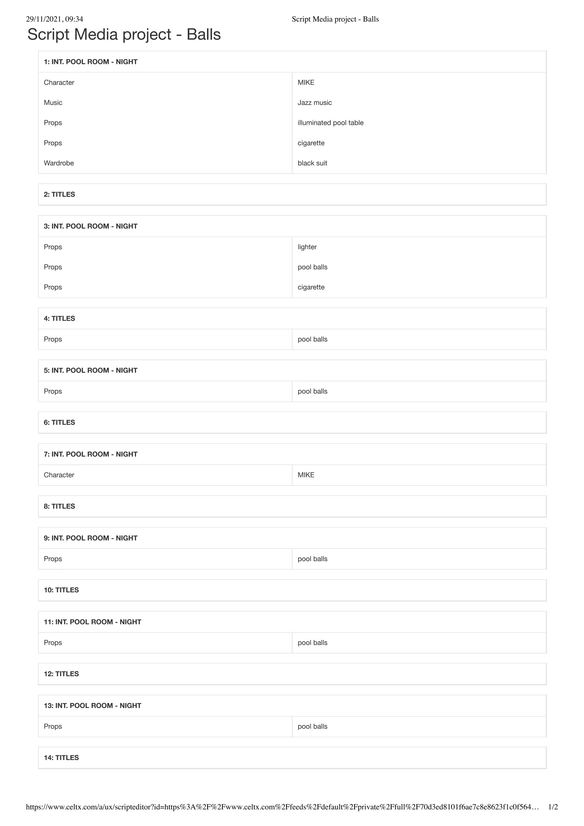 Script breakdown | PDF | Snooker/Pool/Billiards | Sports