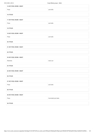 Script breakdown | PDF | Snooker/Pool/Billiards | Sports