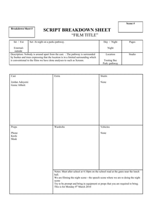Schedule plannning - night scene | DOC