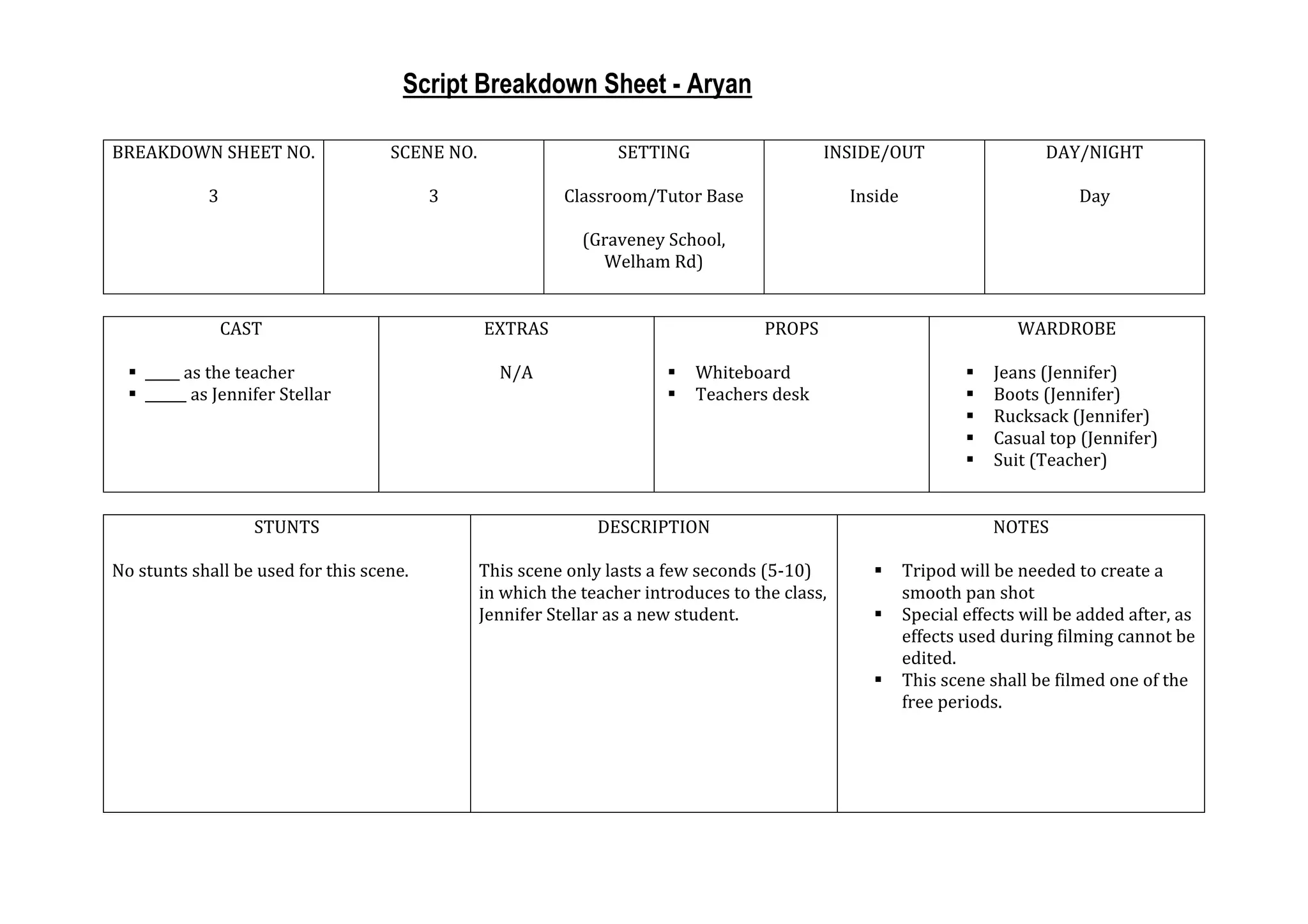 Script breakdown sheet3 | PPT
