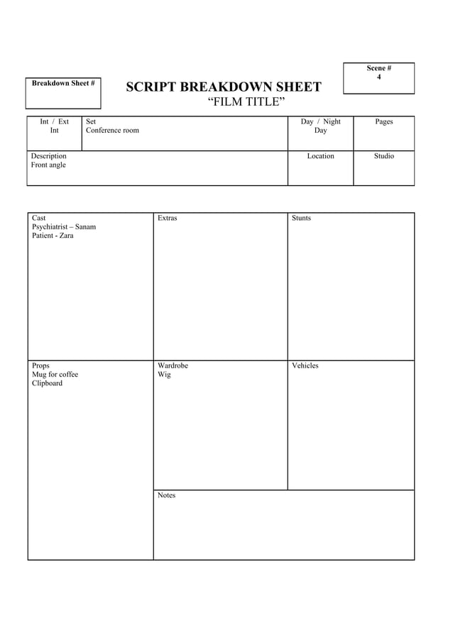 Script Breakdown Sheet4 | DOC
