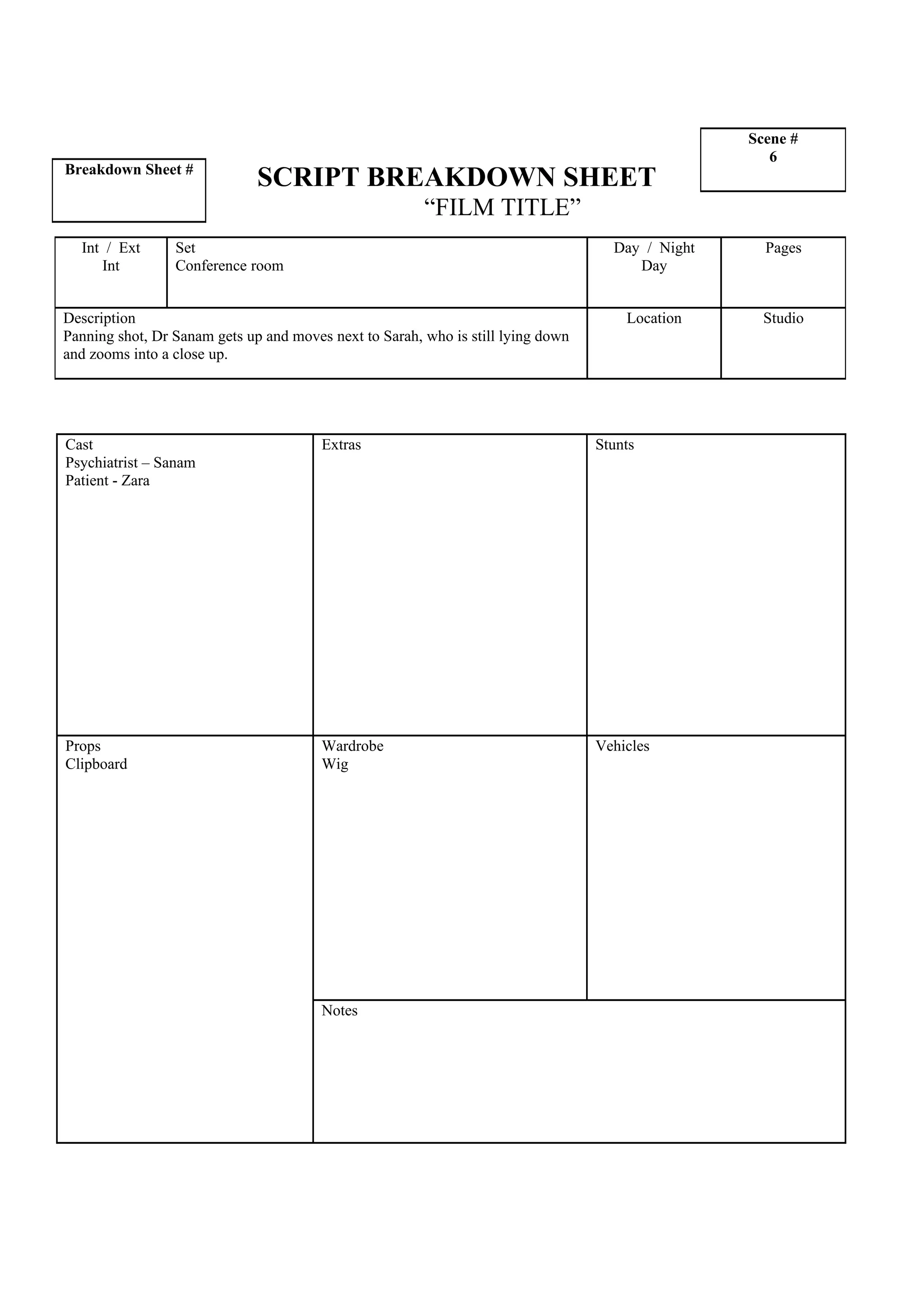 Script Breakdown Sheet6 | PDF