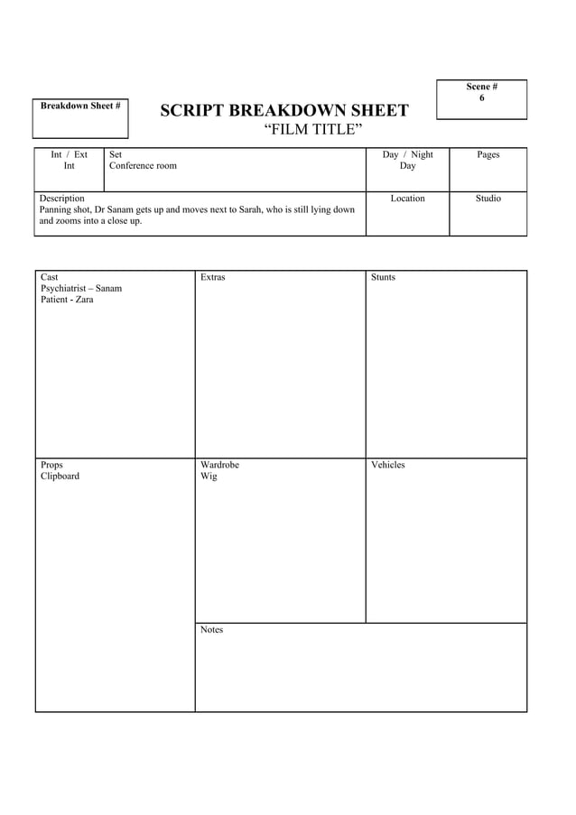 Script Breakdown Sheet6 | PDF