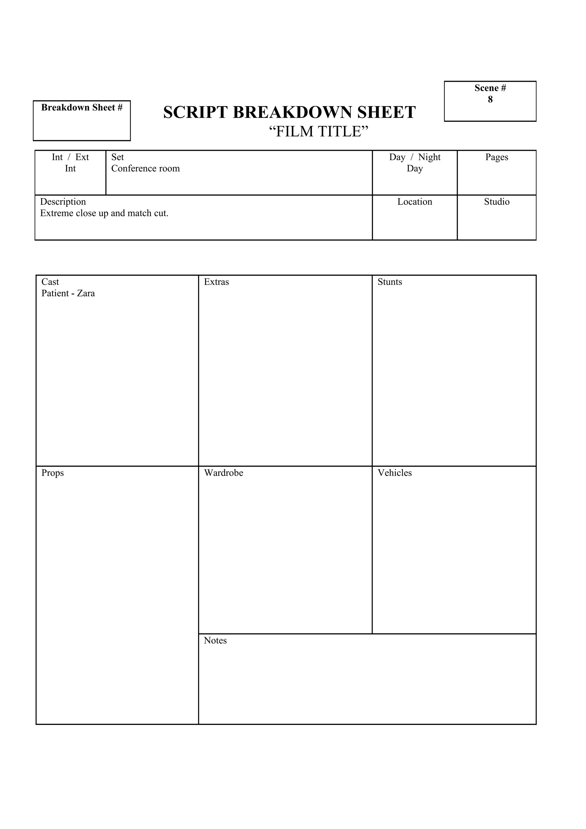 Script Breakdown Sheet8 | PDF