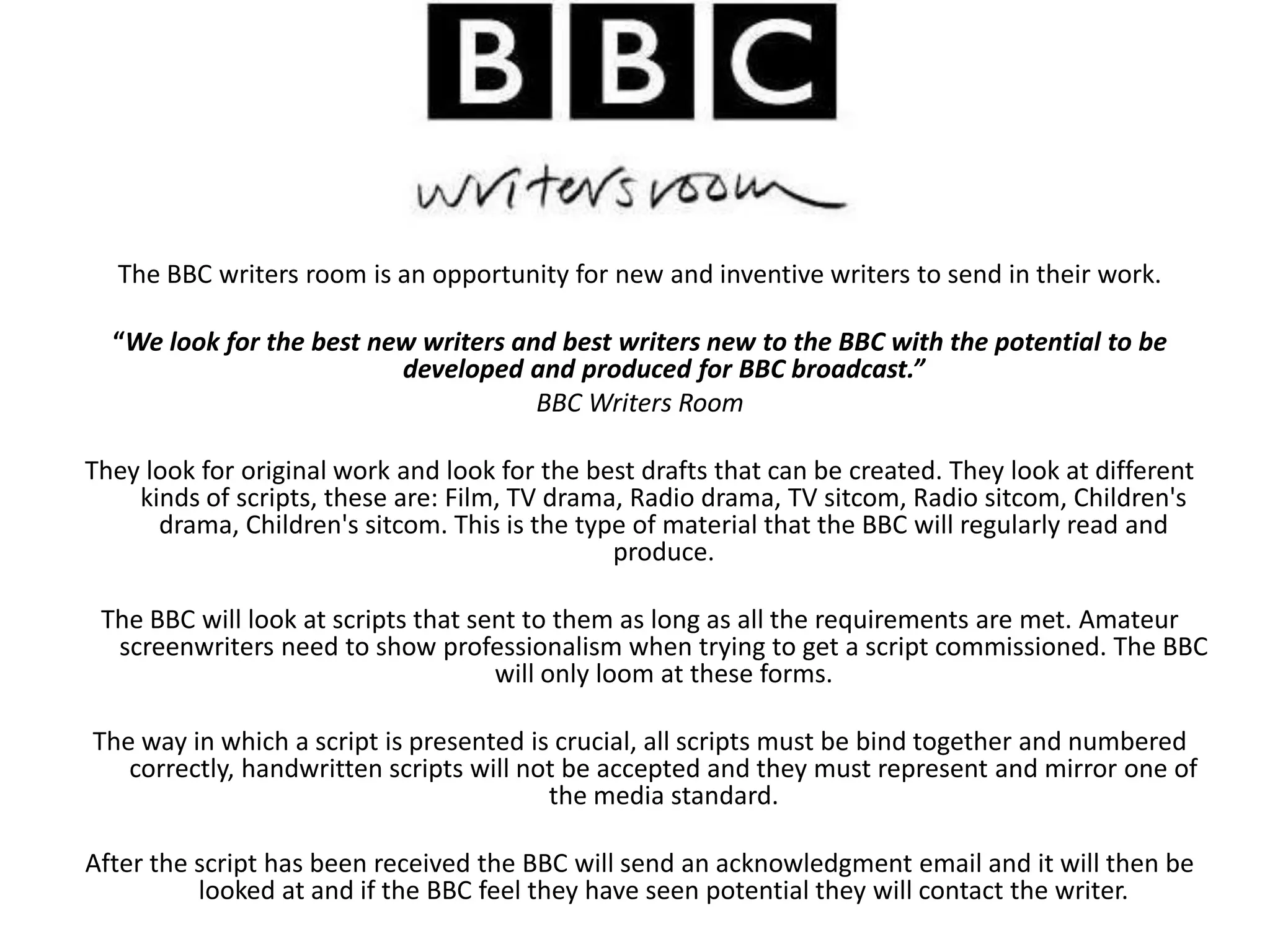 Script commissioning presentation | PPTX