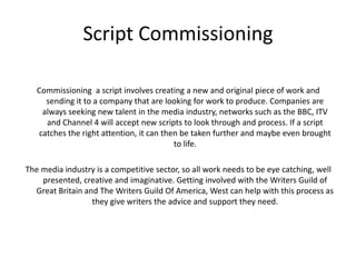 Script commissioning presentation | PPTX