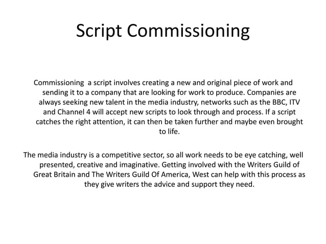 Script commissioning presentation | PPTX