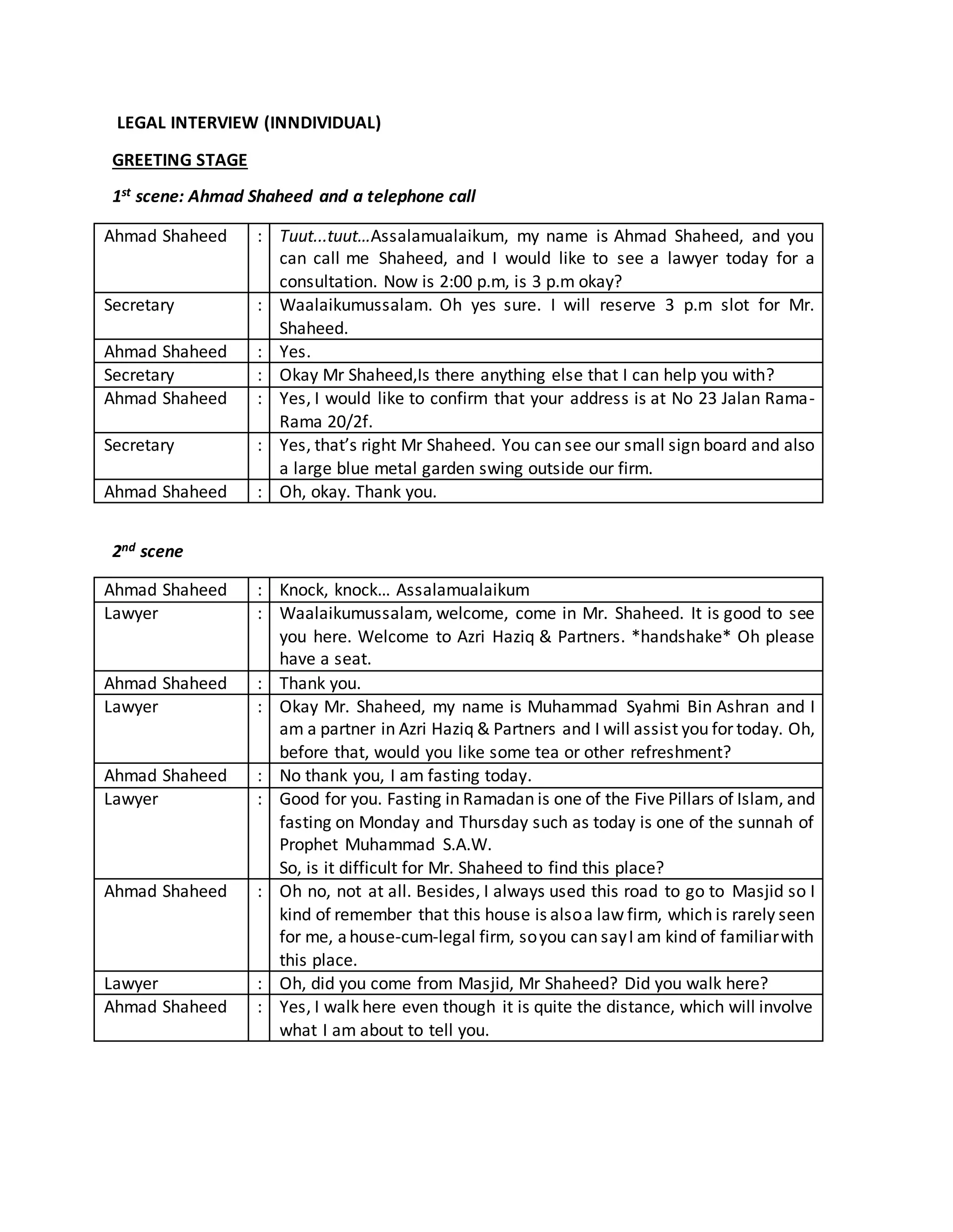 CTA Individual Interview script | DOCX | Legal Services Industry ...