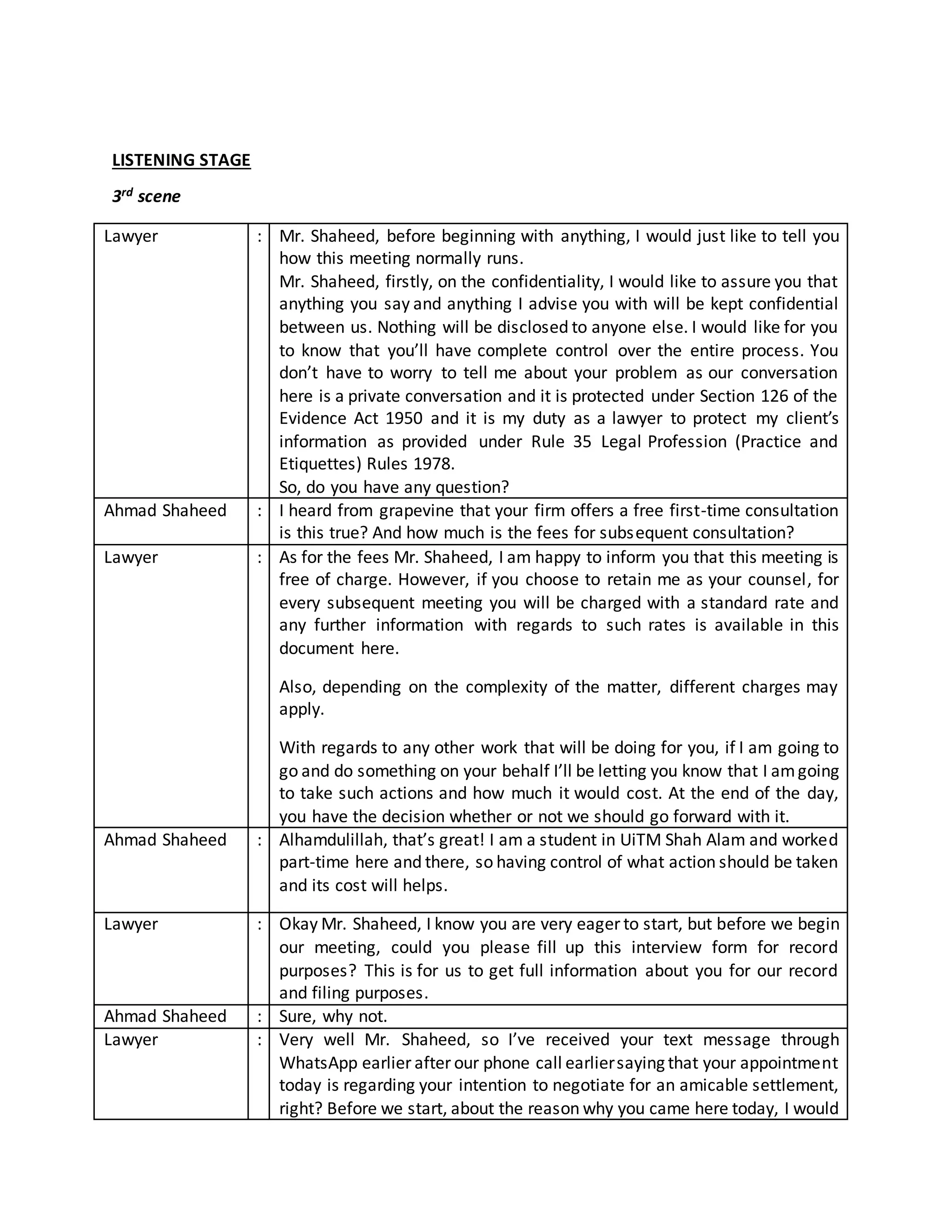 CTA Individual Interview script | DOCX | Legal Services Industry ...