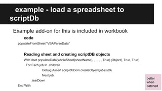 VBA API for scriptDB primer | PPT