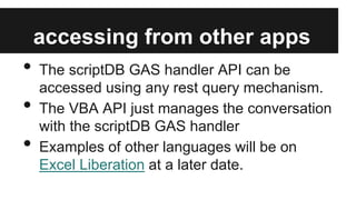 VBA API for scriptDB primer | PPT