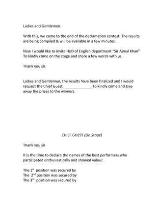 Declamation Contest Script for Moc | DOC