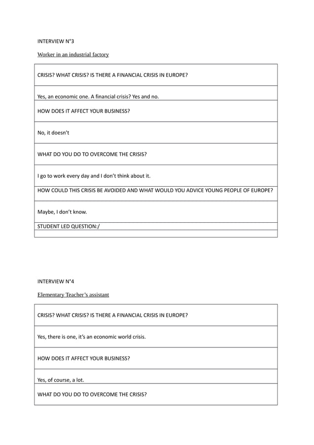 Script des interviews | PDF