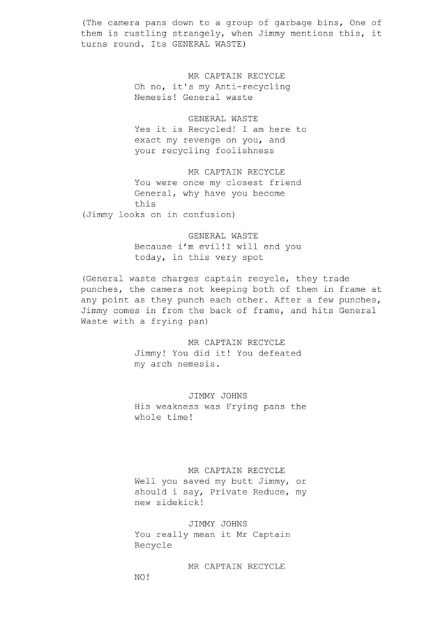 Mr captain recycle script | PDF | Environmental Services Industry ...