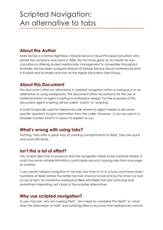 Scripted navigation ideas for Oracle Service Cloud | PDF