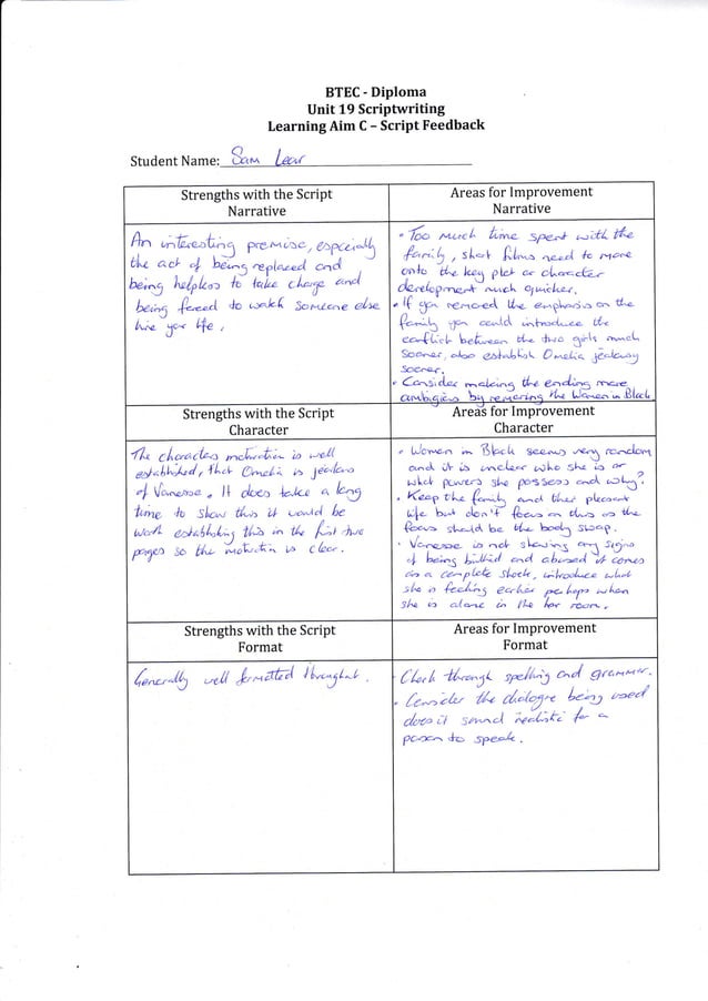 Script feedback | PDF
