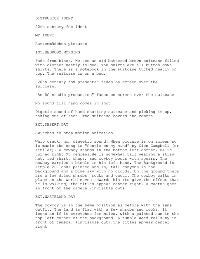 Shane's first draft of script | PDF