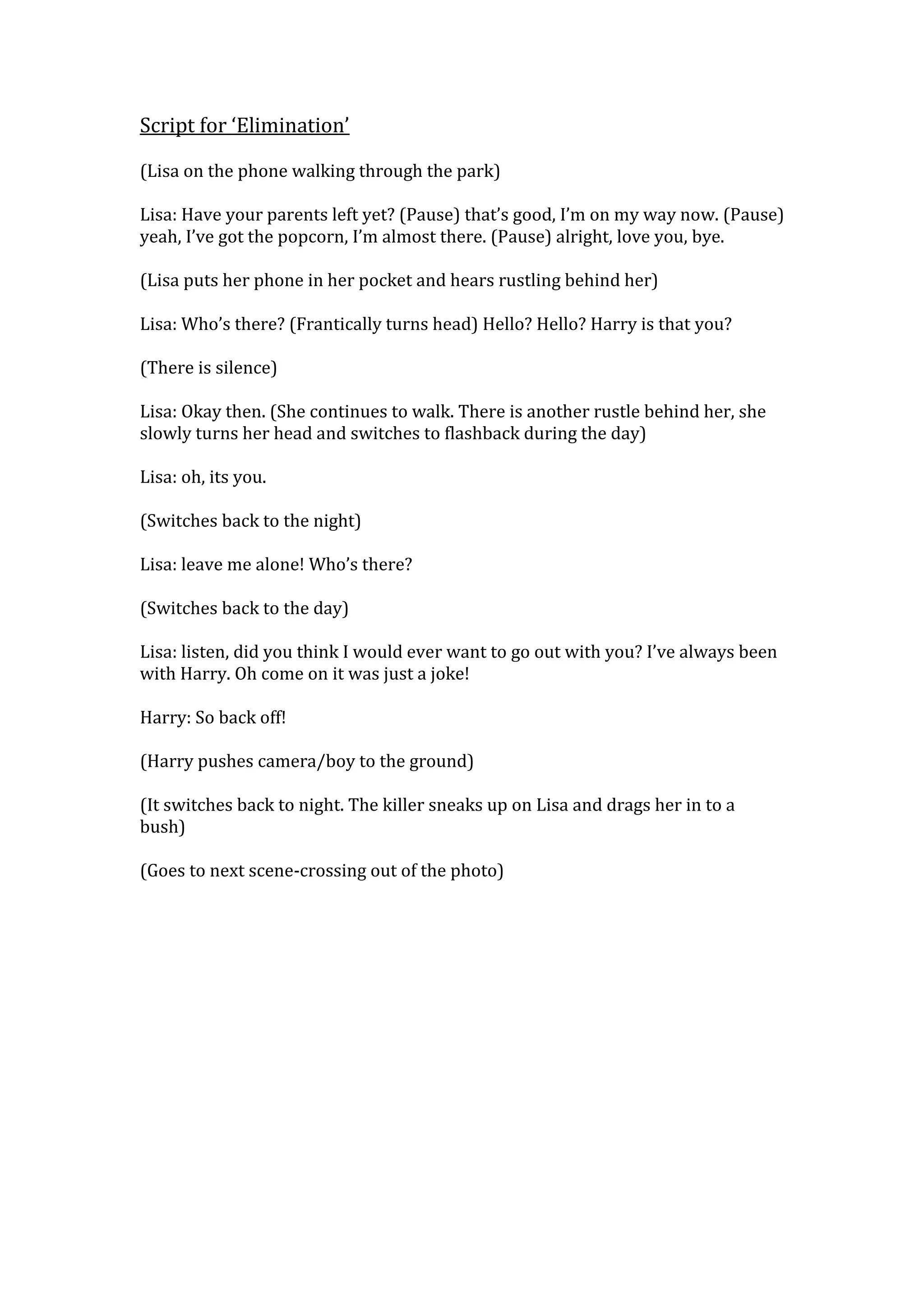 Script For ‘Elimination’ Docx 2 | DOCX