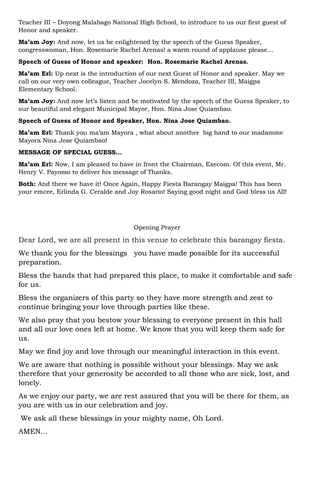 script for emceeing.docx | Wedding | Personal Celebrations & Life Events