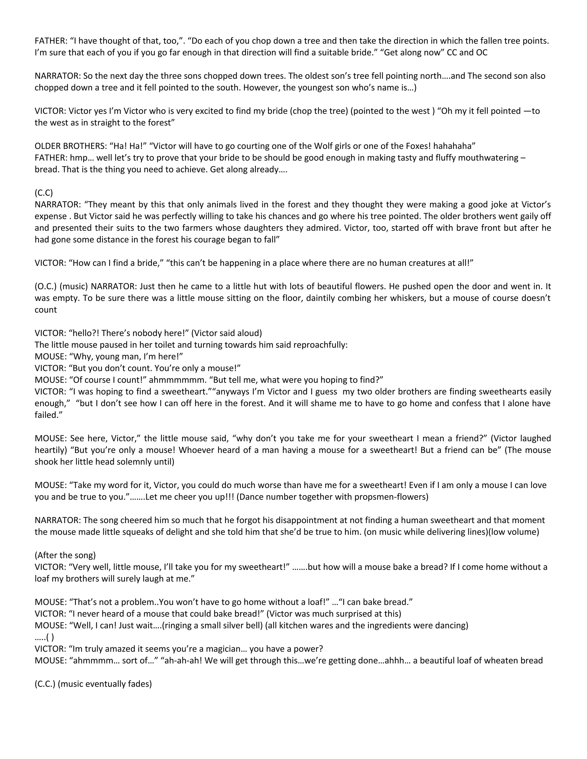 chamber theater Script (forest bride) | DOC