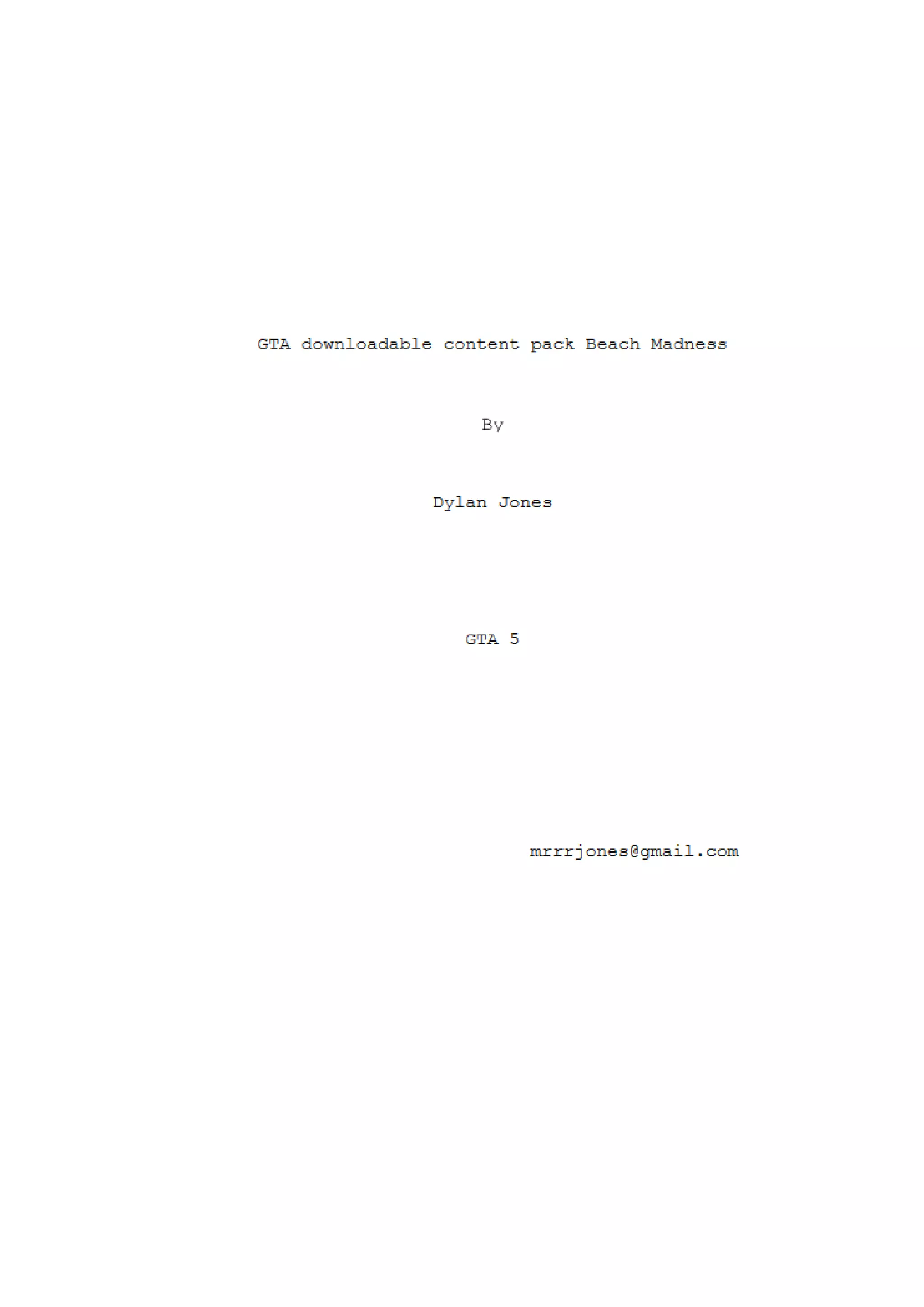 Script for gta cutscene | DOCX