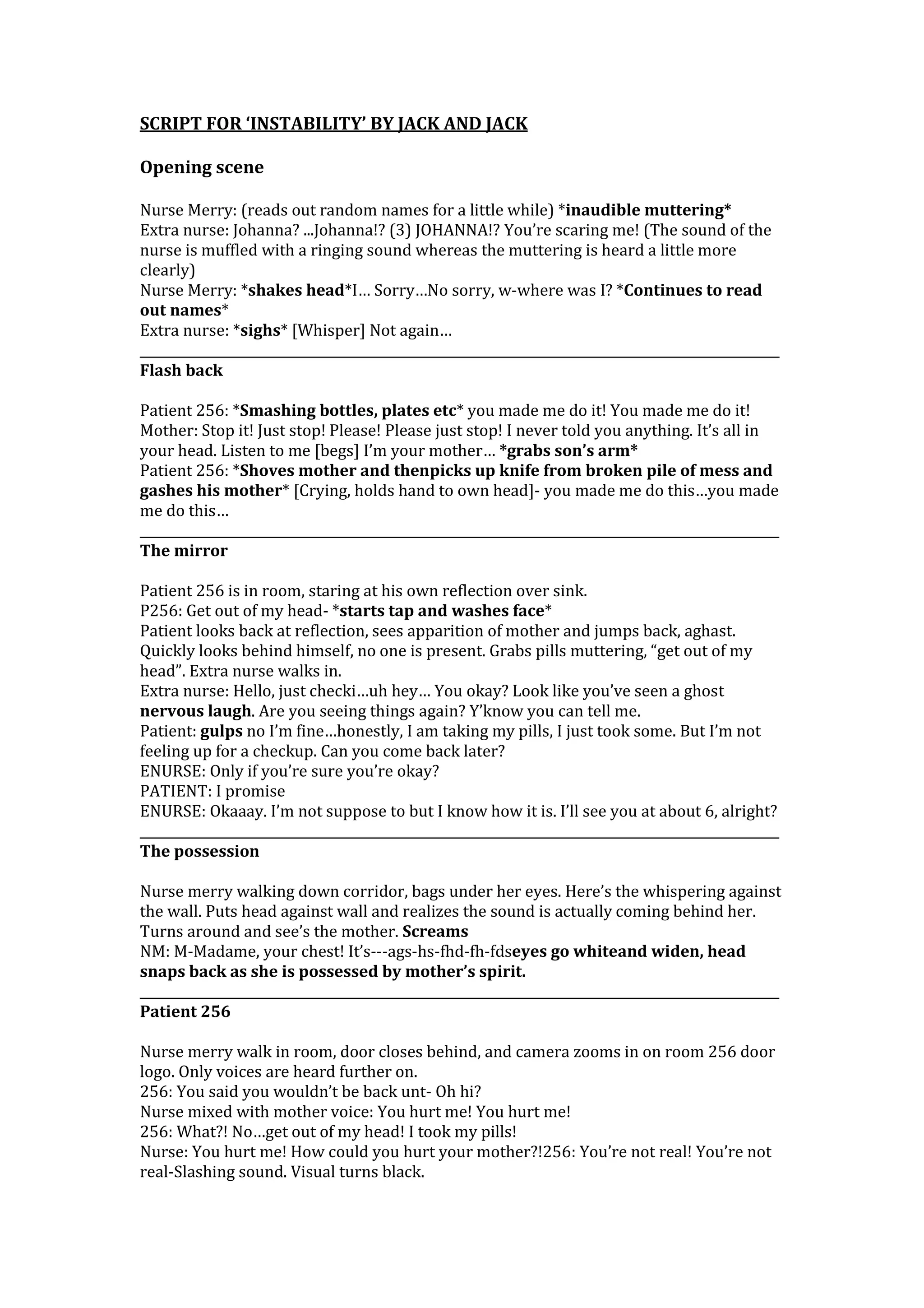 Script - Instability | DOCX