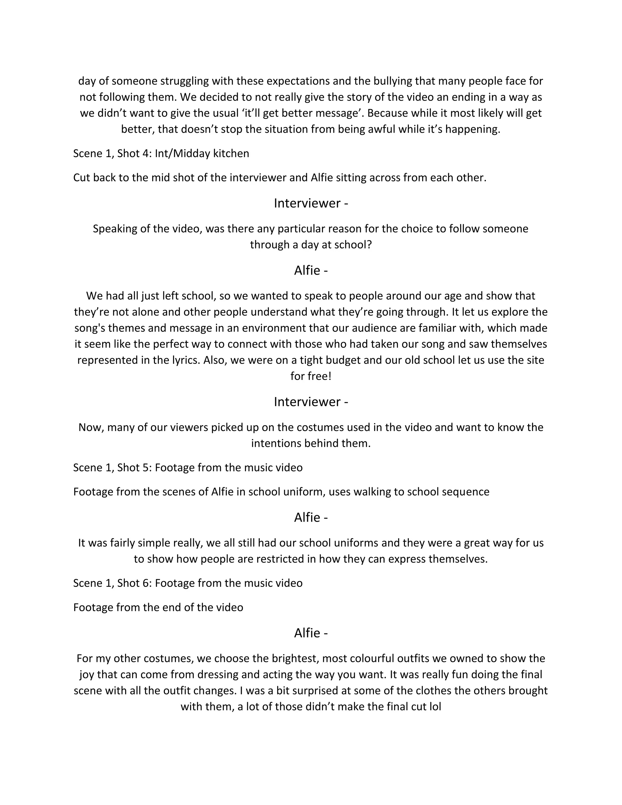 Script for interview | DOCX | Women\'s Clothing | Women\'s Fashion