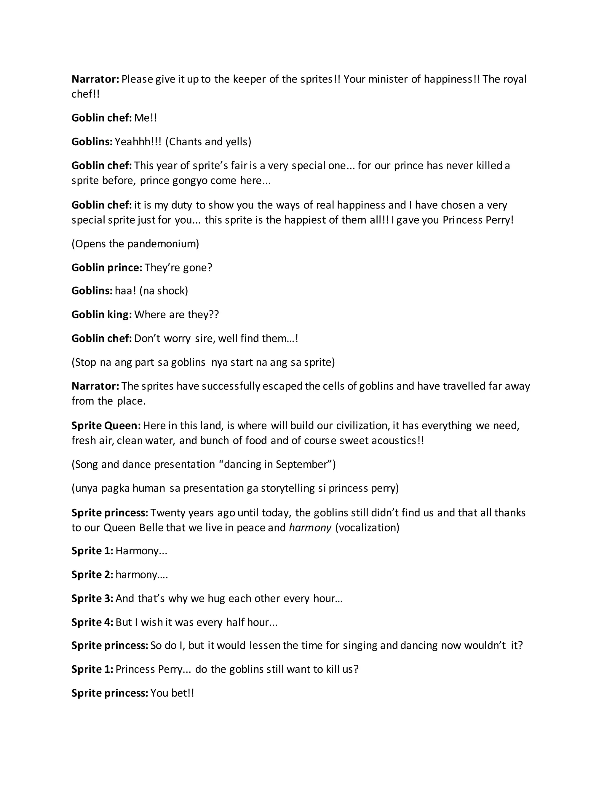 "Sprites' Fair" (script) (musical) | DOCX | Computer Animation ...