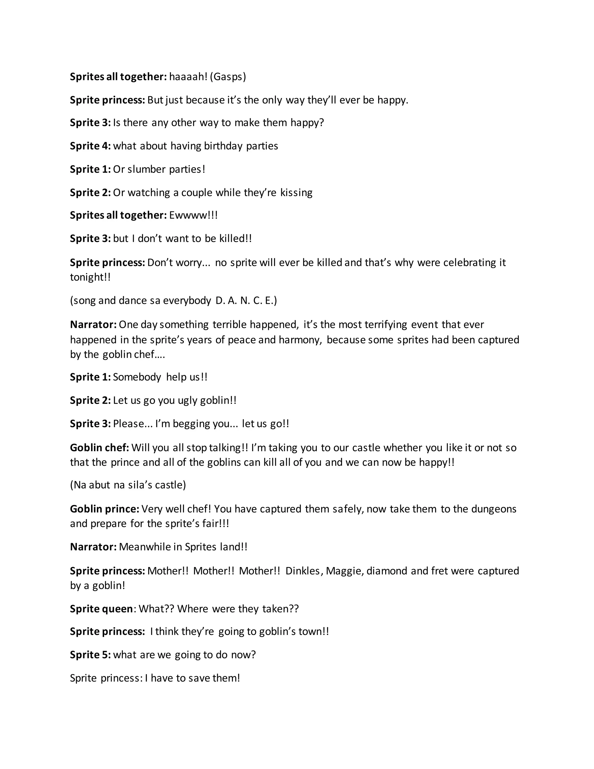 "Sprites' Fair" (script) (musical) | DOCX | Computer Animation ...