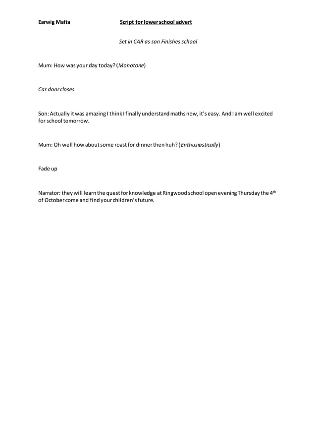 Script for lower school advert (1) | DOCX