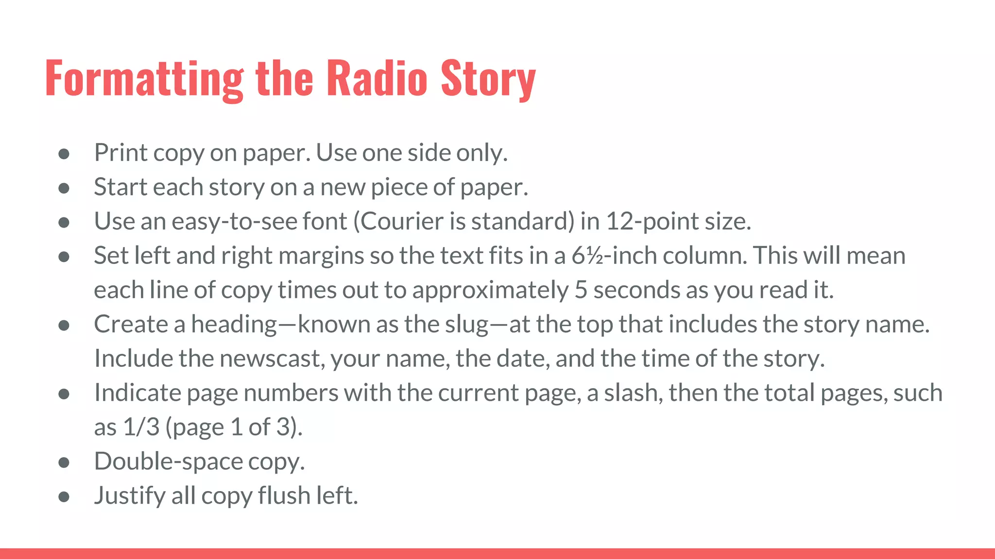 Script Formatting for Broadcast Writing | PPTX