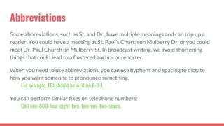 Script Formatting for Broadcast Writing | PPTX