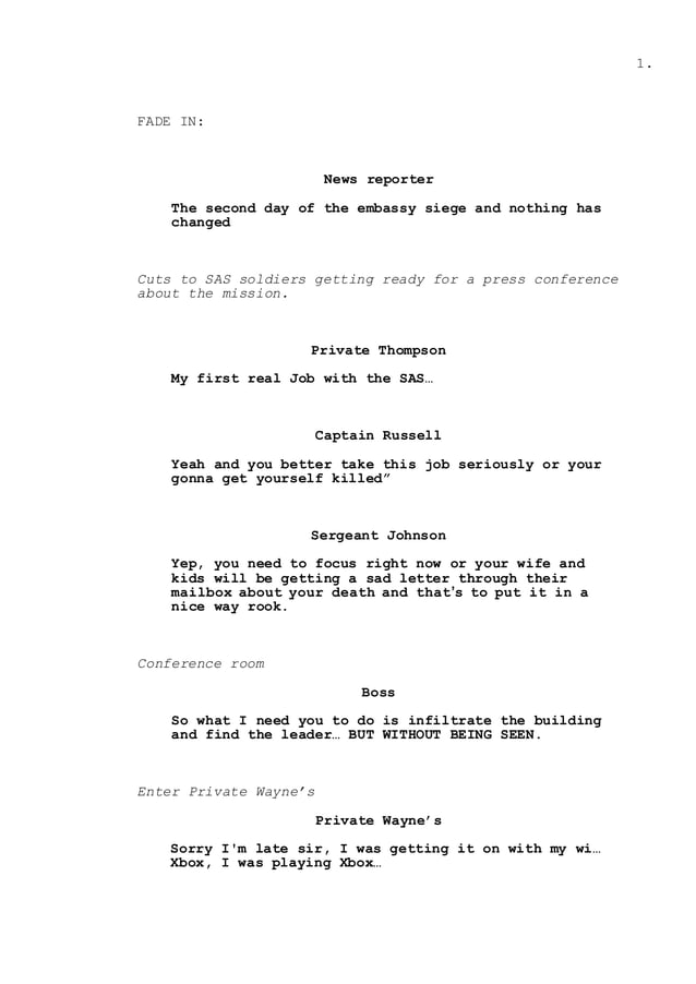 Script for movie scene | PDF