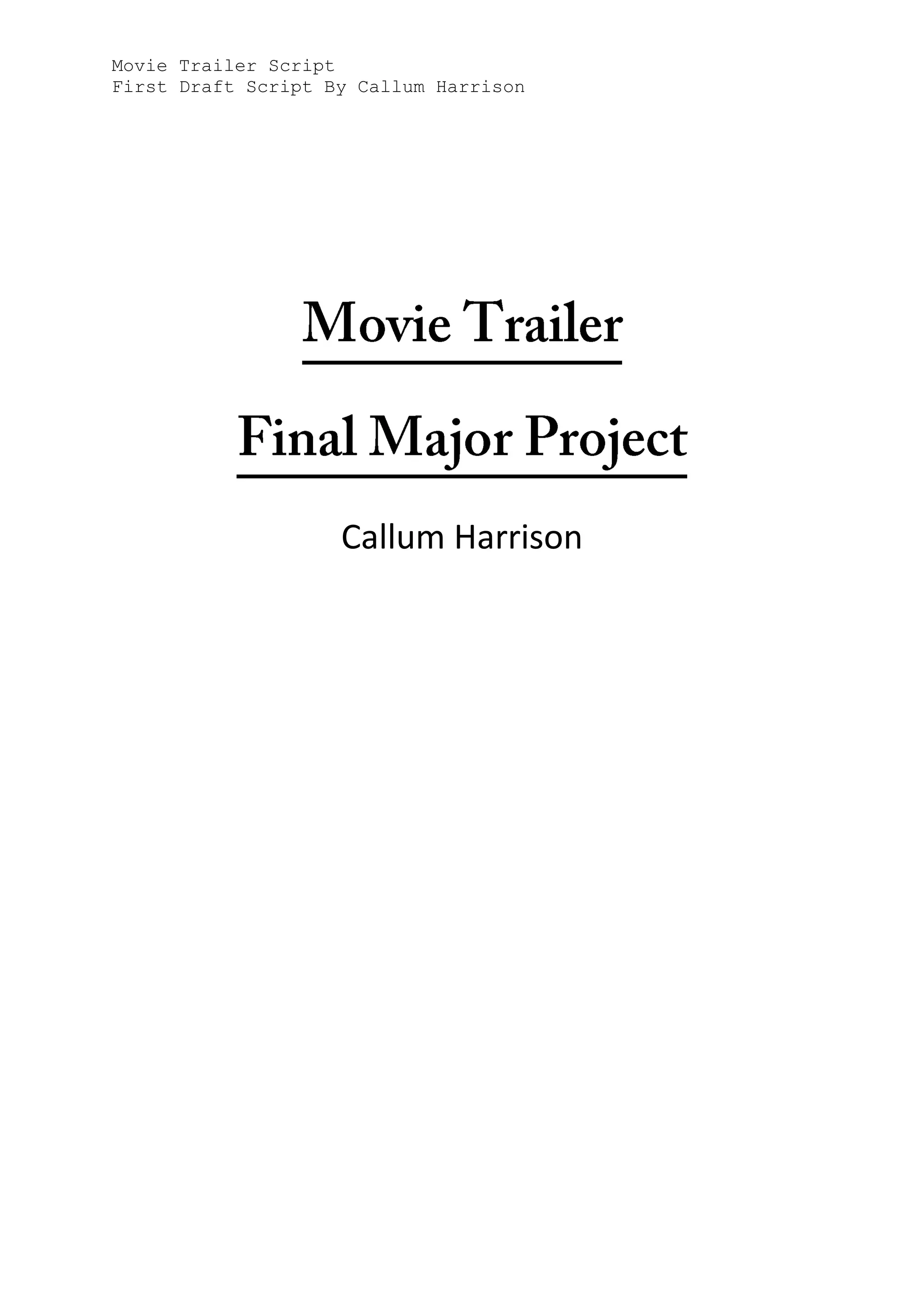 Script for movie trailer | DOCX