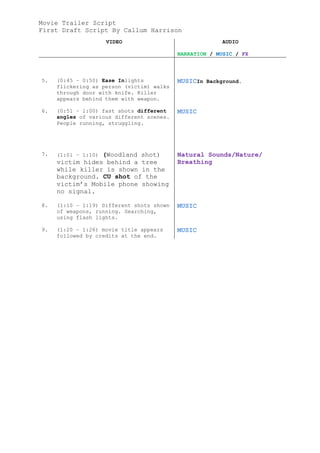 Script for movie trailer | DOCX