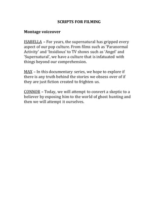 Scripts for Filming | DOCX | Screenwriting | Content Production