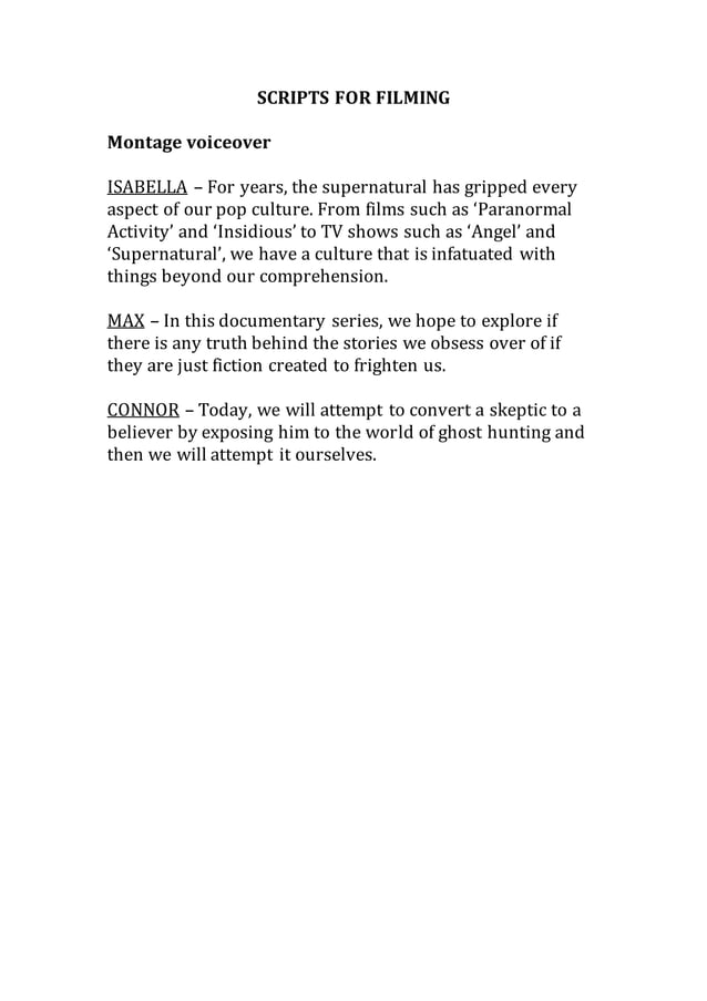 Scripts for Filming | PDF