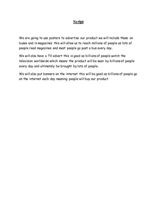 Script for pitch | DOCX | Marketing and Advertising | Business