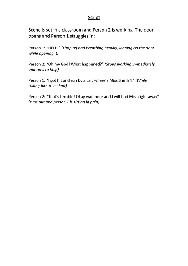 Script For Pleminary Task | DOC