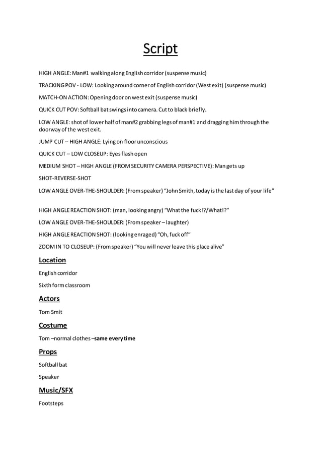 Script for prelim task | PDF