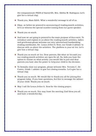 Emcee Script For Reading Month Celebration Emcee Script 2021 2022 ...