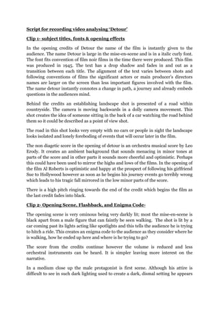 Script for recording video analysing Detour | PDF