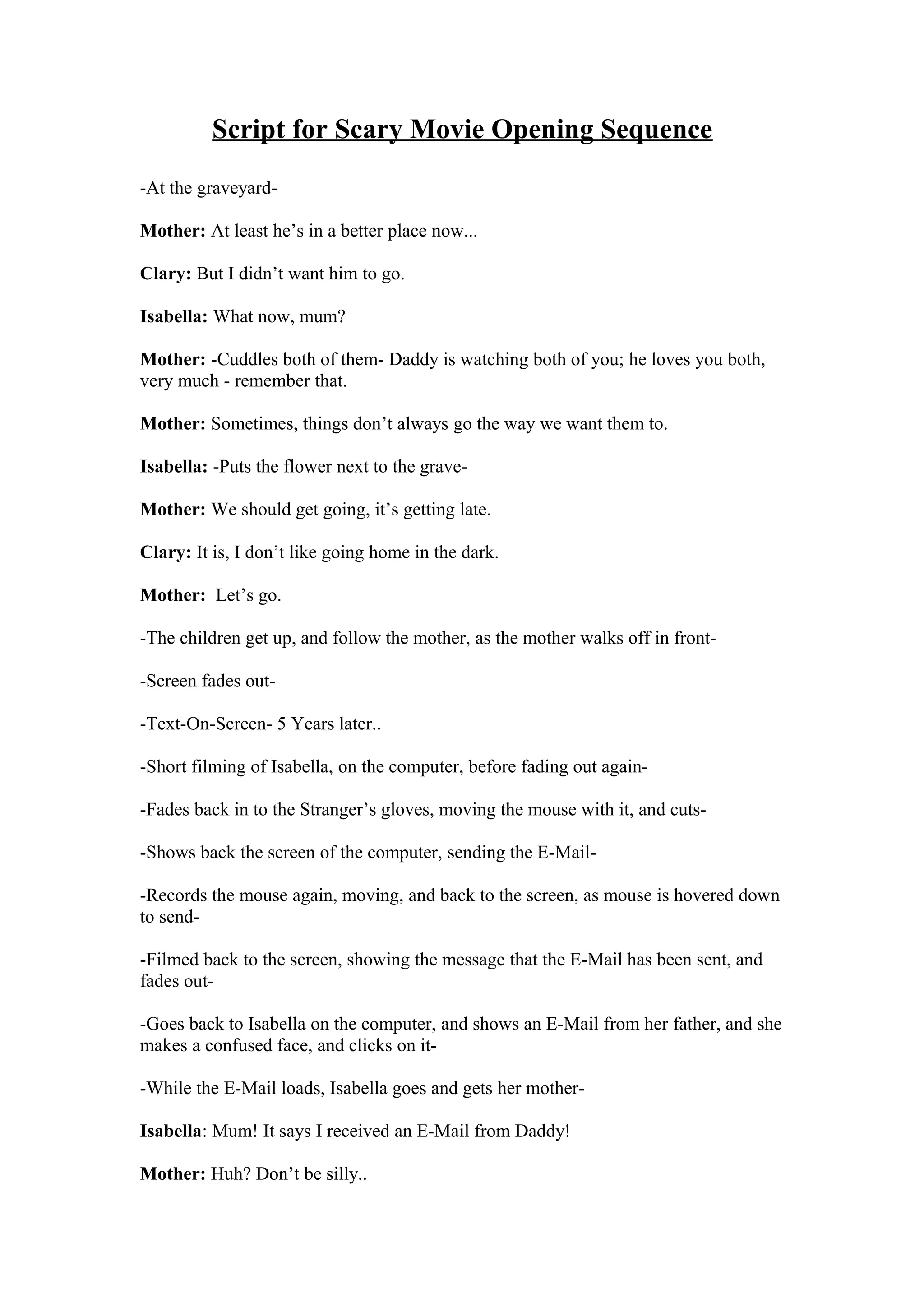 Script for scary movie opening sequence | DOC