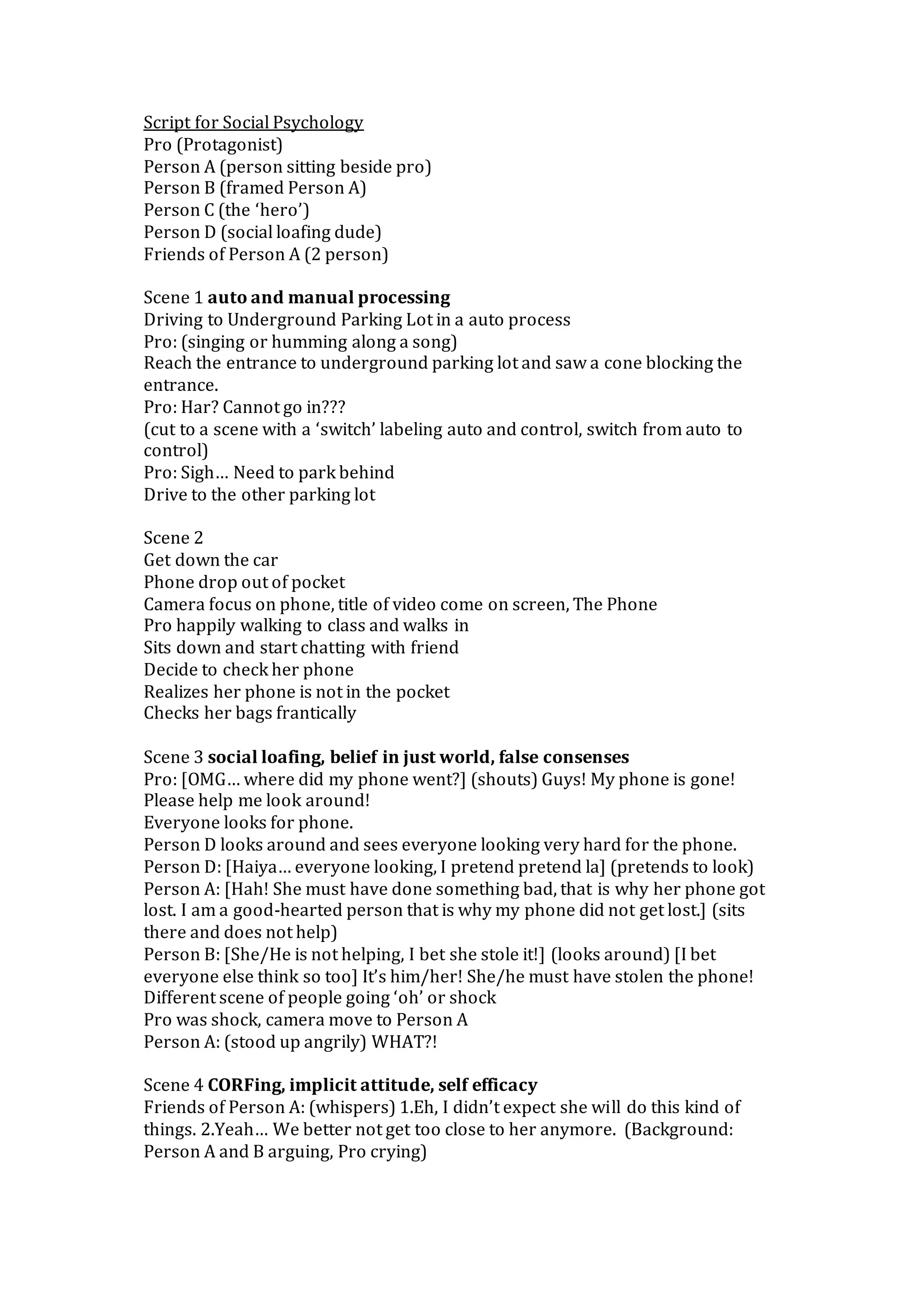 Script for social psychology | DOCX