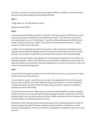 Script for spanish around the world introduction | DOCX | Education