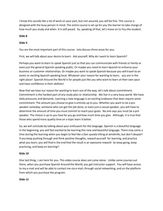 Script for spanish around the world introduction | DOCX | Education