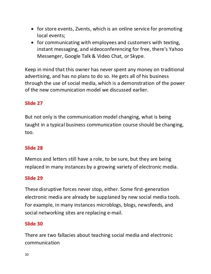 Script for Teaching Social Media and Electronic Communication--Instru…