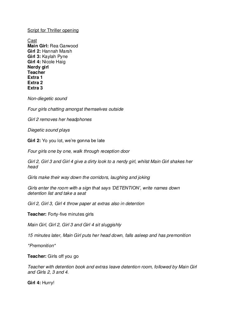 Script for Thriller Film Opening