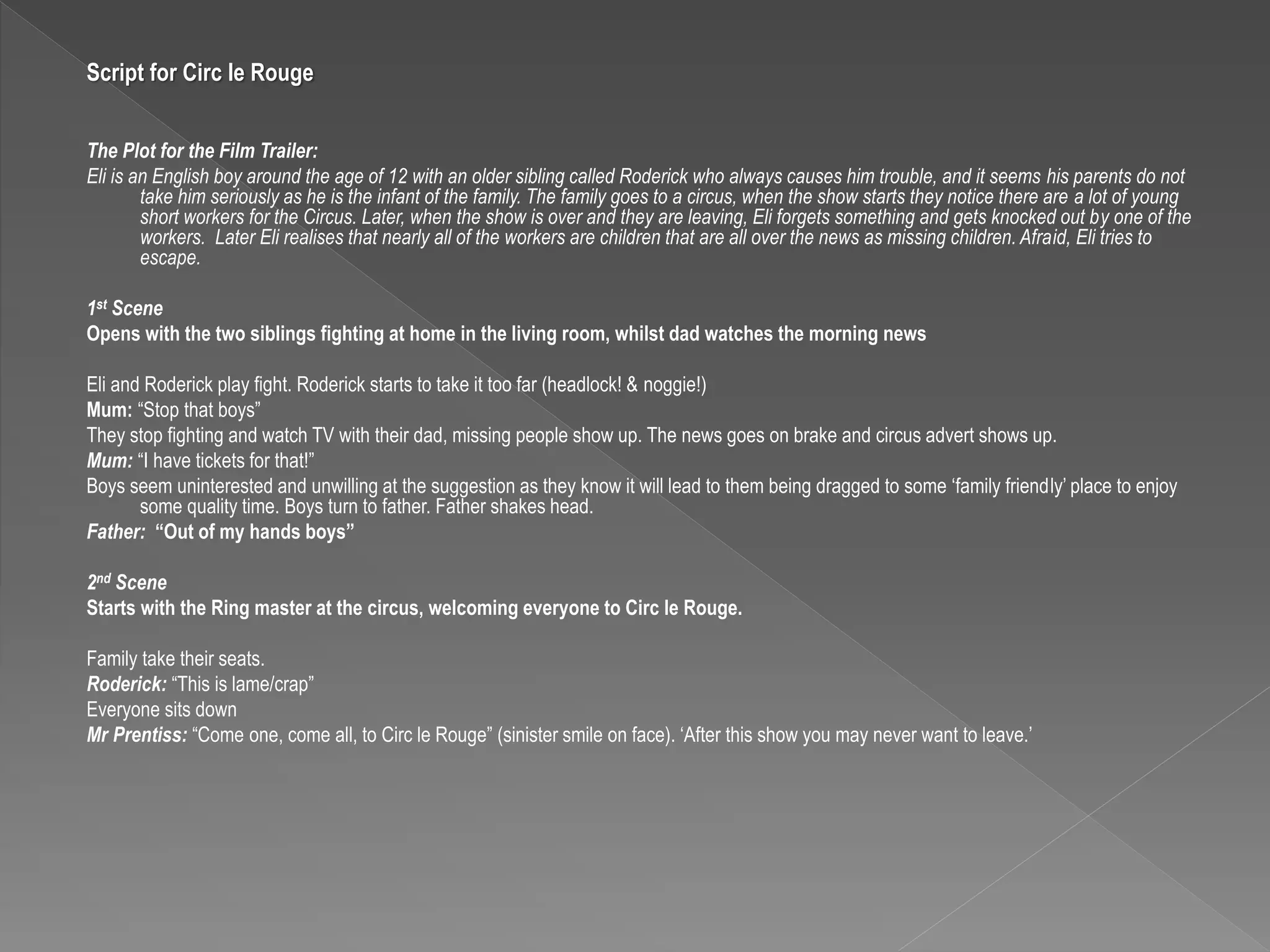 Script for trailer | PPTX